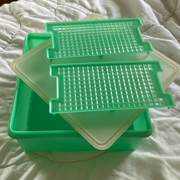 Tupperware | Kitchen | Vtg Tupperware Square Keeper W 2 Drain Grates ...